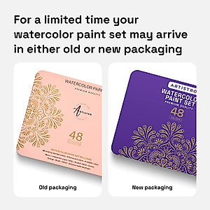ARTISTRO Watercolor Paint Set, 48 Vivid Colors, Including Metallic and Fluorescent Colors. Perfect Travel Watercolor Set for Artists, Amateur Hobbyists and Painting Lovers