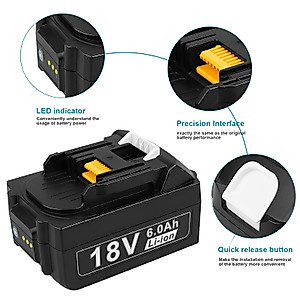 [1Pack] 18V 6.0 Ah High-Output Battery for Makita 18-Volt Tools BL1860 BL1850B BL1850 BL1840 BL1830 BL1820 BL1815 LXT-400, 18V Tool Battery