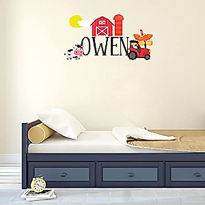 Barn Tree and Tractor Personalized Name Nursery Wall Decal Vinyl Sticker | Multiple Font Options | Custom Kids Room Décor | Bedside Decals | Children’s Room | Car | Laptop