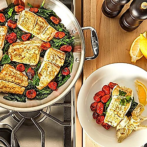 All-Clad D3 3-Ply Stainless Steel Universal Pan with Lid 3 Quart Induction Oven Broiler Safe 600F Pots and Pans, Cookware Silver