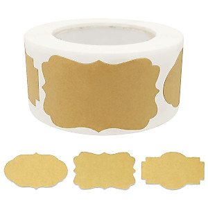 300 Pcs Gift Tag Name Labels Stickers, Kraft Blank Self-Adhesive Jar Labels for Storage Bins Essential Oil Spice Bottle Cosmetic Decoration Food Containers, Mason Labels Craft Presents Stickers