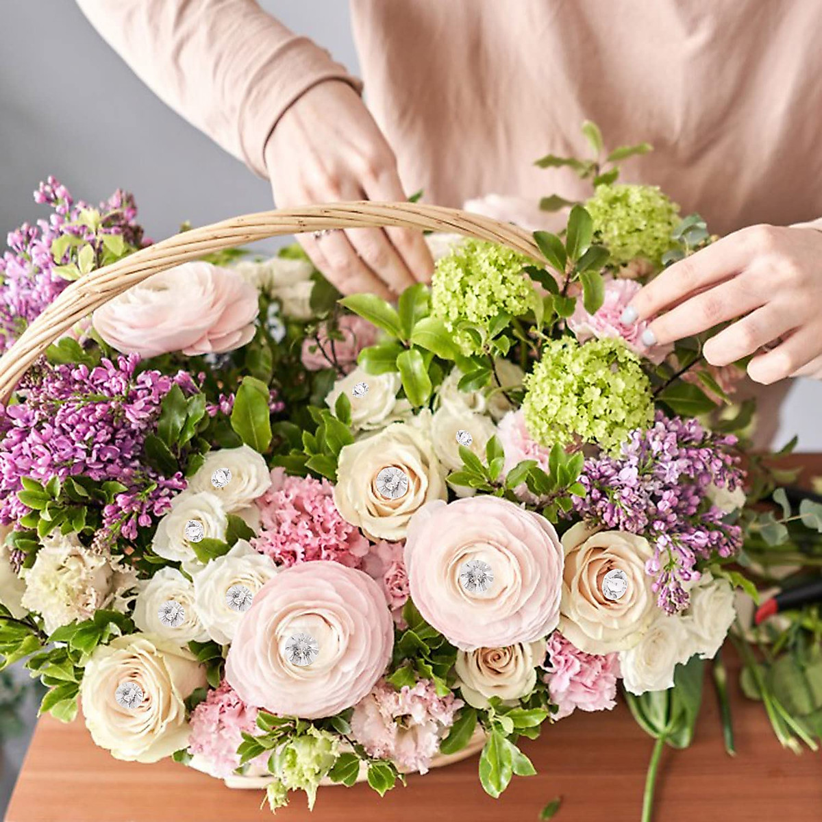 100 Pcs Diamond Pins for Flower Bouquet 2 Inch Corsage Pins Rhinestones Flower Pins Straight Pins for DIY Crafts Crystal Bouquet Holder for Wedding