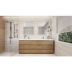 Angeles 84" FREESTANDING Bath Vanity with Double Reinforced Acrylic Sinks Nature Oak-AV