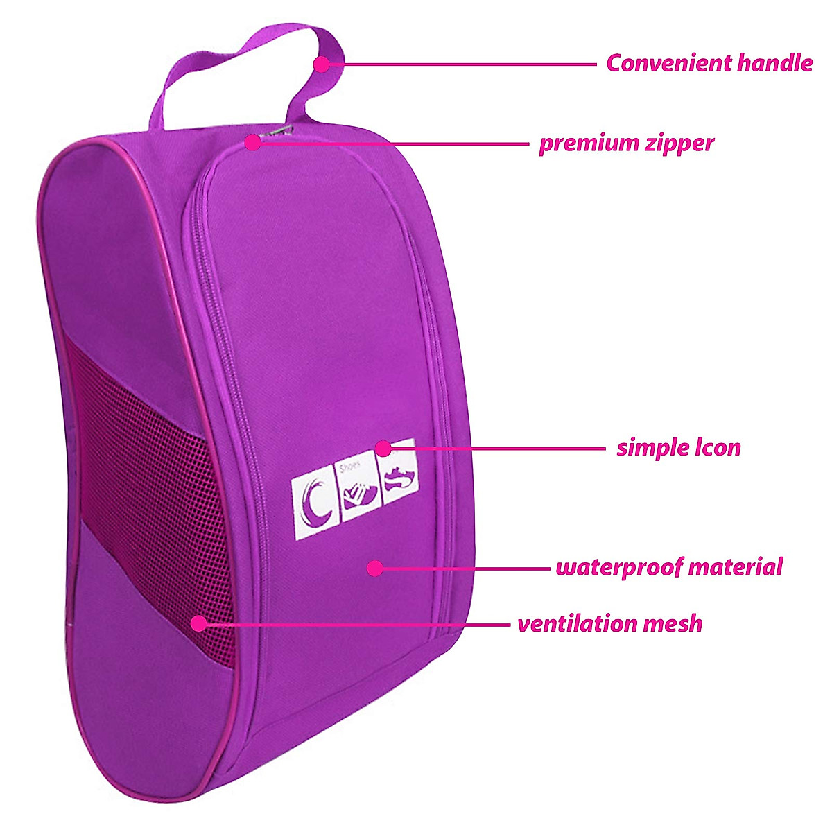 Waterproof Breathable Dustproof Travel Portable Shoes Zipper Handle Carrying Case Organizer Home Shoes Free Stand Packing Cubes Box Storage Bag (Red)