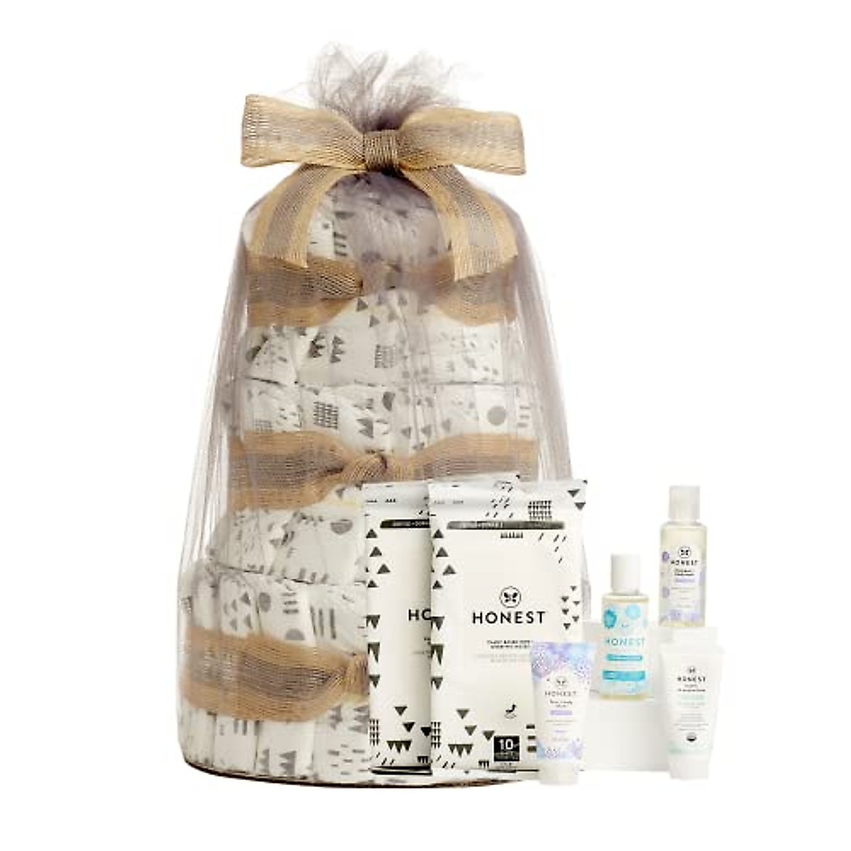 The Honest Company Diaper Cake | Clean Conscious Diapers, Baby Personal Care, Plant-Based Wipes | Pattern Play | Regular, Size 1 (8-14 lbs), 35 Count