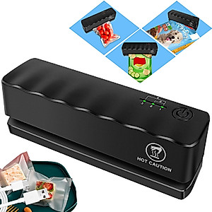 Bag Sealer - Mini Rechargeable Food Sealer Machine,5 Adjustable Gears Chip Bag Resealer,with 3000mAh Battery and 4.7" Heating Strip Seal for Vacuum Sealer Bags, Food Snack Bags Storage (Black)