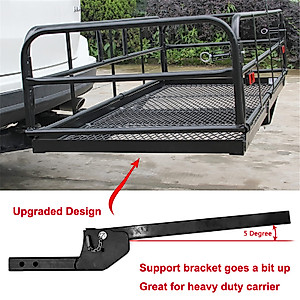 OKLEAD 500 Lbs Heavy Duty Hitch Mount Cargo Carrier 60" x 24" x 14.4" Folding Cargo Rack Rear Luggage Basket Fits 2" Receiver for Car SUV Camping Traveling