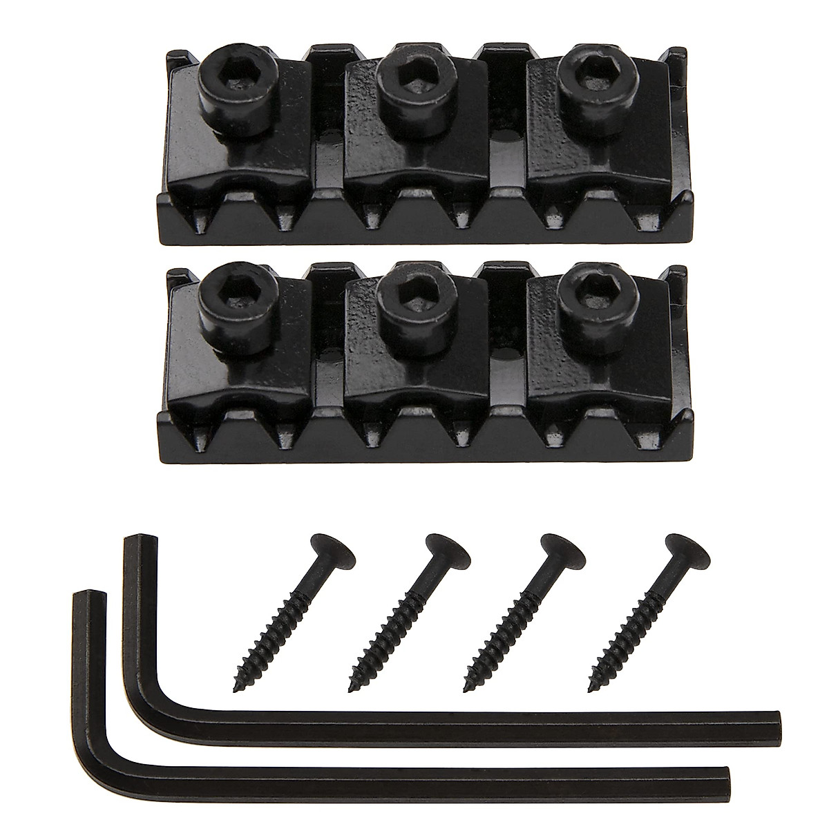 2Pcs Yootones 42mm Metal Guitar String Locking Nut Compatible with Floyd Rose Style Electric Guitar Tremolo Bridge Lock System (Black)