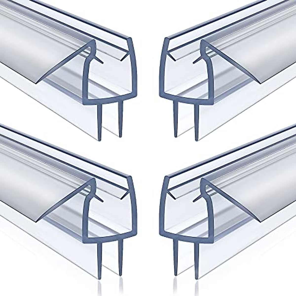 4 Pack Frameless Shower Door Bottom Seal, 3/8 x 39 Clear PVC Shower Seal Strip for 3/8 Inch Glass Shower Door Stop Shower Leaks