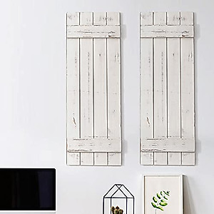 Coral Flower Rustic Farmhouse Window Shutters (Set of 2) | Made of 100% Reclaimed and Recycled Pine Wood | Rustic Interior Window Shutters | Traditional Country Style Home Decor,Gray