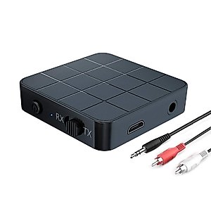 VR-robot Bluetooth 5.0 Audio Transmitter Receiver Adapter, 2-in-1 Wireless 3.5mm aptX Low Latency Stereo Audio Adapter for Home Sound System/TV/PC/Tablet/Speaker Headphone