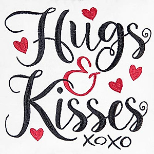 C&F Home Hugs & Kisses Embroidered Throw Pillow Red 10" X 10" Valentines Soft Woven Pillow with Filling for Couch Sofa Bed Chair Cotton Decor Decoration 10 x 10 Red
