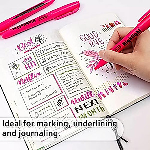 Shuttle Art Highlighters, 30 Pack Highlighters Bright Colors, Pink Colors Chisel Tip Dry-Quickly Non-Toxic Highlighter markers for Adults Kids Highlighting in the Home School Office