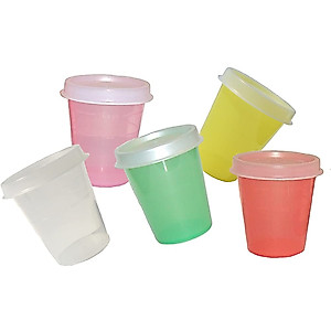 Tupperware 5 Piece Minis Midgets Storage Containers Pink Green Yellow Coral Clear