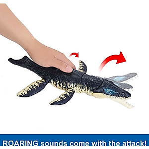 Mattel Jurassic World Dominion Wild Roar Kronosaurus Dinosaur Action Figure Toy with Sound & Attack Action, Plus Downloadable App & AR