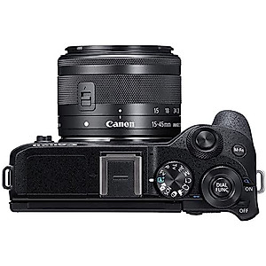 Canon EOS M6 Mark II Mirrorless Digital Camera with 15-45mm Lens and EVF-DC2 Viewfinder (Black) (3611C011) + 64GB Tough Card + Case + Filter Kit + Photo Software + 2 x LPE17 Battery + More (Renewed)