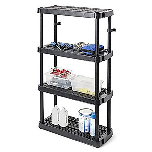 Gracious Living 14 x 32 x 54.5 Inch 4 Tier Adjustable Ventilated Medium Duty Shelving Units for Home, Garage, Basement, and Laundry, Black