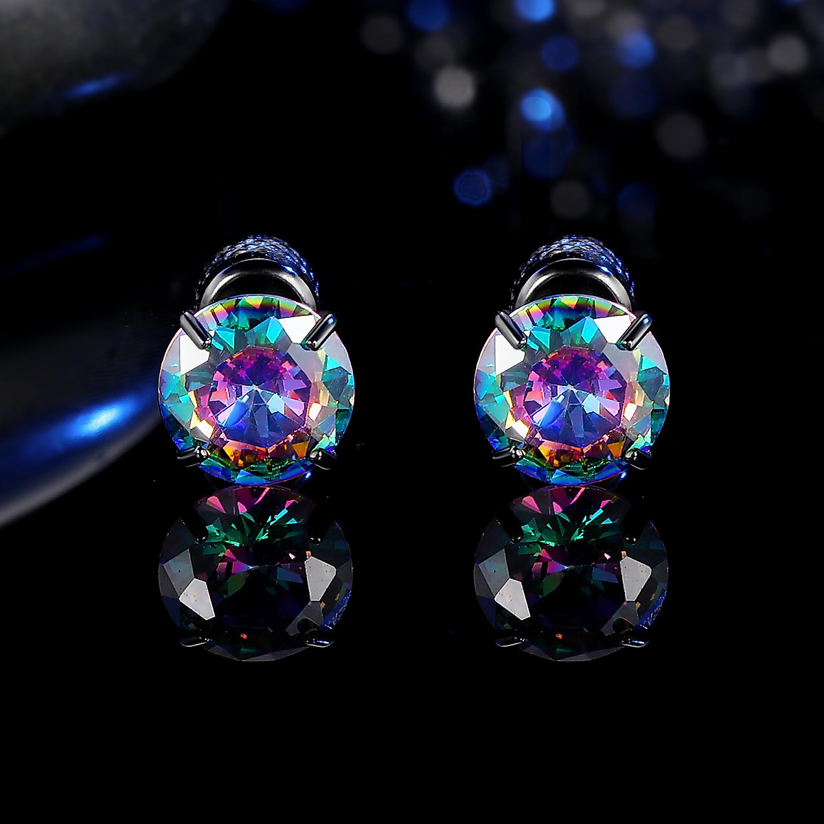 Titanium Round CZ Screw Flat Back Earrings Stud Earrings For Women Men Hypoallergenic for Sensitive Ears