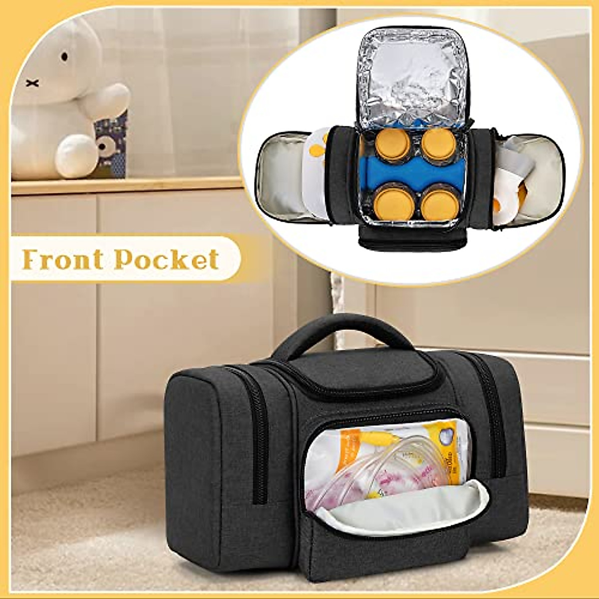 BAFASO Wearable Breast Pump Bag Compatible with Medela Pump in Style, Tote for Wearable Breast Pump and Extra Parts (Patent Pending), Black