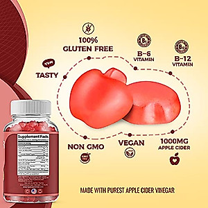 Toplux Apple Cider Vinegar Gummies - 1000mg ACV with B12, Beet Root, Pomegranate for Immune System, Detox & Cleanse, Gummy Alternative to Apple Cider Vinegar Capsules, for Men Women 2X Pack