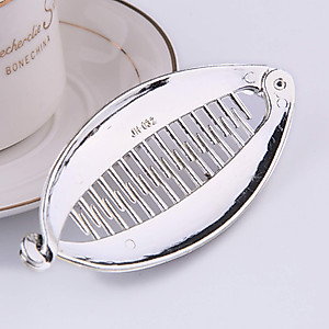 2PCS Crystal Rhinestone Banana Clip Fish Shape Claw Clips Elegant Ponytail Hair Twist Holder for Women Girl Golden Silver