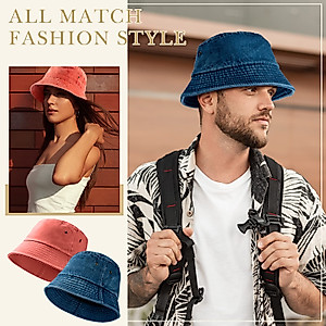 15 Pcs Washed Cotton Bucket Hat Distressed Wide Brim Sun Hats Floppy Packable Fishing Hat Trendy Summer Foldable Flat Top Cap for Women Men Travel Hiking Beach Sports outdoor, 12 Colors