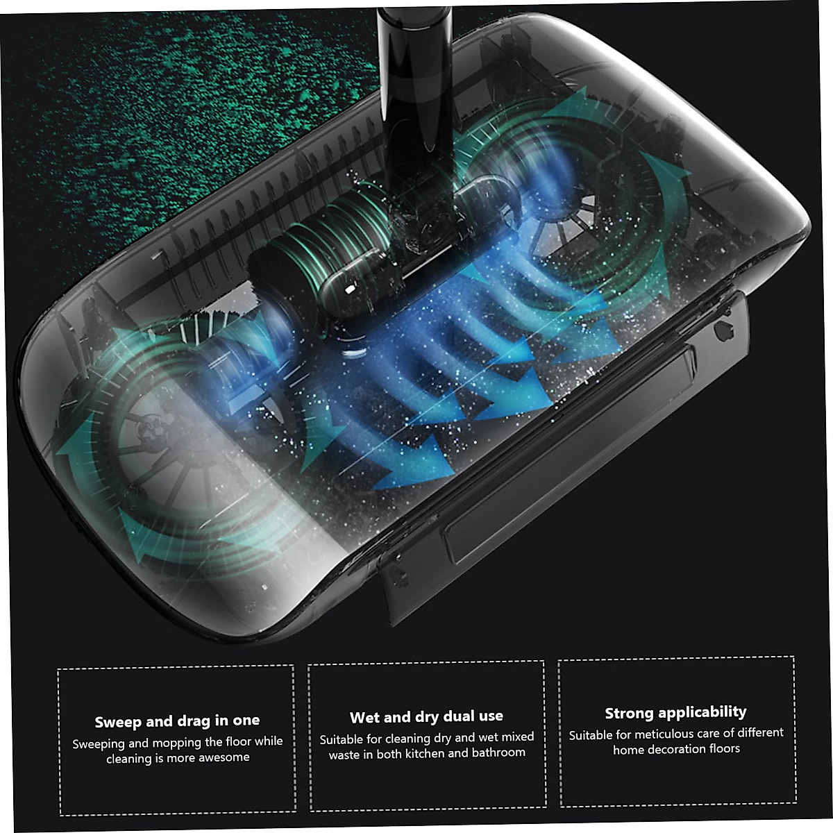 Hand Push Floor Sweepers, 3 in 1 Manual Vacuum Cleaner Mop, Floor Crumb Sweeper, Home Cleaning Sweeping Mop for Wooden Ttile Floor Rugs (Pink)