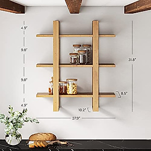 Nathan James Floating Wall Book Shelves, 3-Tier Display Shelf, Decorative Modular Shelf in Solid Wood for Bedroom, Nursery, Bathroom or Kitchen
