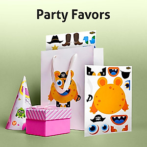 PartyNow Monster Stickers | 24-Pack Make Your Own Stickers | Monster Face Stickers for Kids | Fun DIY Set Stickers Sheets with Changeable Monster Faces | Cute Party Favors for Kids