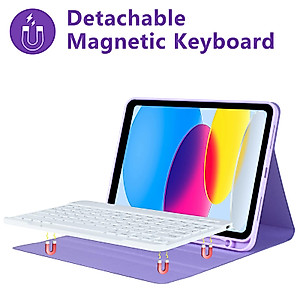 COO Keyboard Case for iPad 10th Generation (2022), Wireless Detachable Keyboard with Premium Protective Cover with Pencil Holder for Apple iPad 2022 10.9 Inch