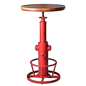Topower 3-Piece Pub Bar Set Industrial Round Bar Table and Adjustable Height PU Seat Stools with Backrest for 2 Match Bar Height and Counter Barstool Antique Red 1 Table + 2 Chairs