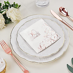 Crisky Rose Gold 50 Fabulous Cocktail Napkins for Women 50th Birthday Party Decorations, 3-Ply Disposable Beverage Dessert Napkins, 50 Counts