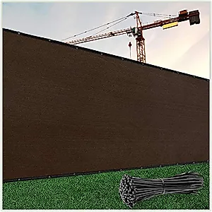 ColourTree 5' x 50' Brown Fence Privacy Screen Windscreen Cover Fabric Shade Tarp Netting Mesh Cloth - Commercial Grade 170 GSM - Cable Zip Ties Included - We Make Custom Size