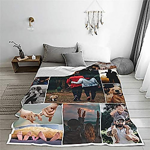 Custom Blankets With Photos Collage Personalized Throw Blankets With Picture And Text Soft Flannel Blankets Bed Throws Gift For Baby Kid Family Friend Anniversary Present 60x80 Inch, 12 Photos Collage