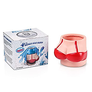 Shower Beer Buddy - Red Bikini Shower Beer Can Holder w/ Silicone Suction Cup | Holds Your Cold Beer Can in the Shower or Bath Tub | Drink Accessories Gifts Bathtub Caddy Bathroom Shower Beer Holder