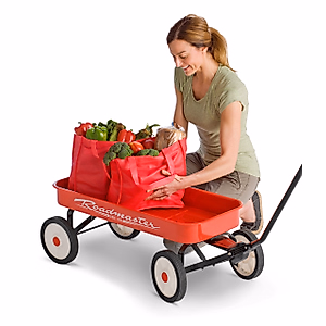 Roadmaster Kids and Toddler Classic 34-Inch Steel Pull Wagon, 8-inch Wheels, Red/Black