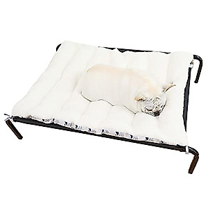DAPERCI Elevated Dog Bed, Raised Cooling Dog Cot, Stable Frame & Durable Mesh, Portable Dog Cot for Camping or Beach, with Plush Pad White-L Pet beds (Color : White, Size : X-Large)
