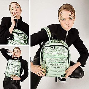 BiggDesign Womens Backpack, Backpacks For High School, Suitable for 14 inch Laptops, Aesthetic, Shiny, Lightweight Backpacks For Women and Teen Girls, Green Color