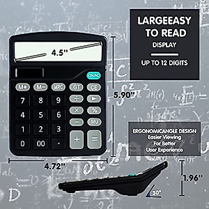 YEVEETTE Desk Calculator 12-Digit Large Display - Office Calculators with Sensitive Button and Solar and Battery Dual Power, Portable Basic Calculator Suitable for Business, Office and Home，837