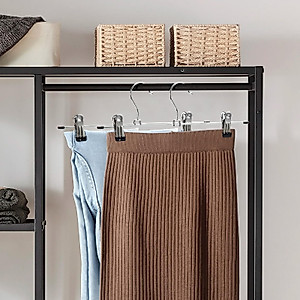 Pants Hangers,GUANJUNE Skirt Hangers with Adjustable Non-Slip Clips Pants Hangers,Space Saving Metal Hangers for Coat Garment Jeans,Hangers for Kids Adults (10 Pack)