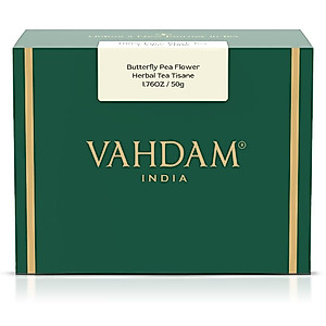 VAHDAM, Butterfly Pea Flower Tea (1.76oz) 100+ Cups | Delicate & Earthy | Vacuum Sealed for Freshness | Butterfly Pea Flower Loose Leaf Tea | Brew Iced Tea, Cooking, Mocktails & Cocktails