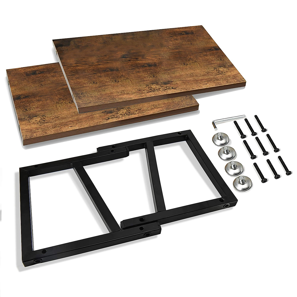 DORAMII Rustic Wood Printer Stand and Desktop Organizer, Desktop Printer Storage with Shelf, 2-Tier Wood Home and Office Printer Rack, Desktop Printer Stand with Metal Frame