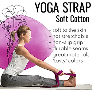 [NEW 2024] TECEUM Yoga & Mat Strap – 2 IN 1 – Cotton – 6 ft 8 ft 10 ft (15+ colors) – Adjustable Non-Slip Belt for Yoga, Pilates, Stretching, Physiotherapy, Fitness & Home Workout – For Carrying Mats
