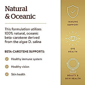 Solgar Oceanic Beta-Carotene 25,000 IU, 180 Softgels - Healthy Vision, Skin & Immune System, Potent Antioxidant - 100% Natural Pro-Vitamin A - Gluten Free, Dairy Free - 180 Servings