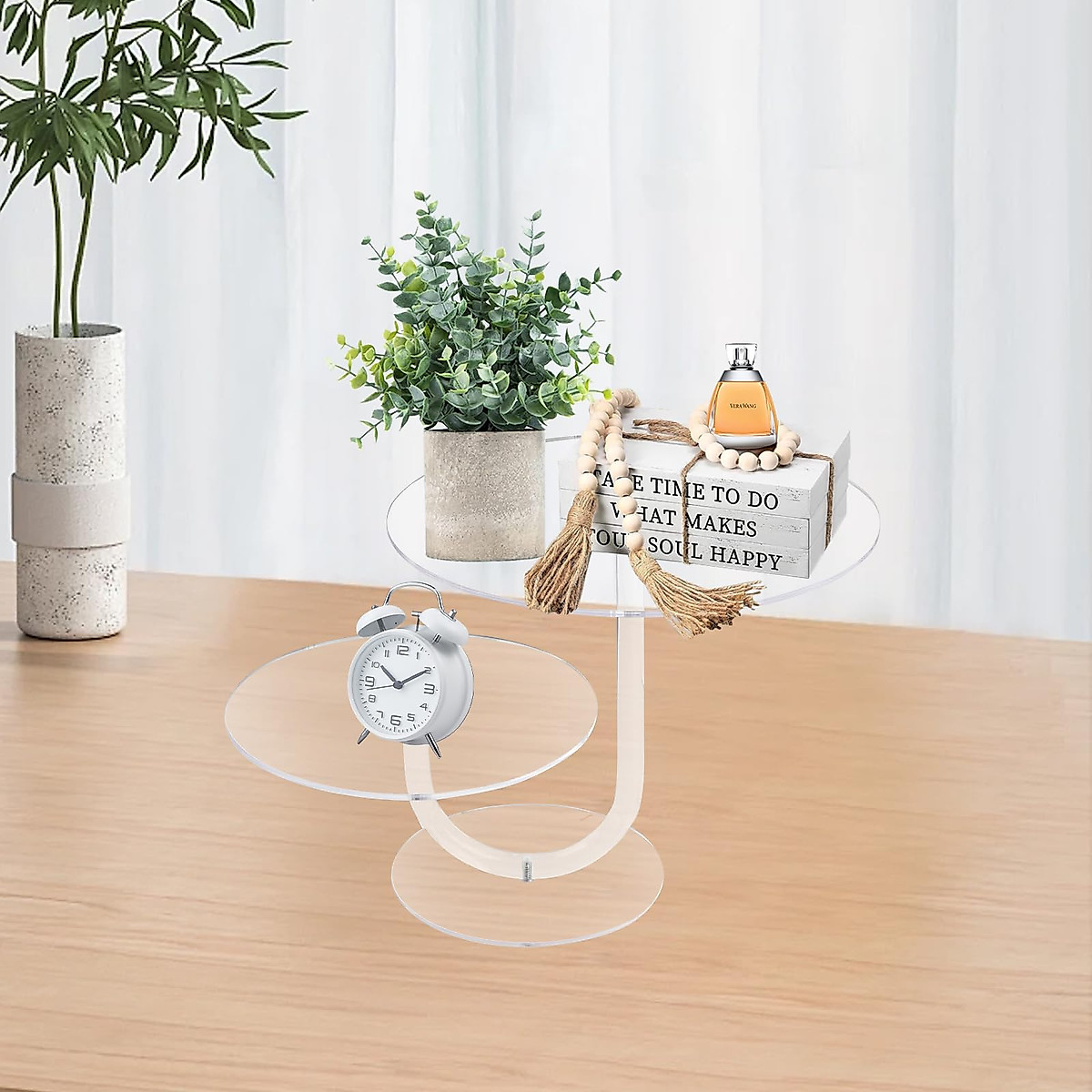 2 Tier Cupcake Stand, Stylish Clear J Shaped Cup Cake Display Stand, Acrylic Cupcake Holder Pastry Tower Dessert Tray for Christmas Birthday Baby Shower Wedding Tea Party