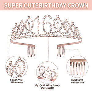 10th Birthday Decorations Gifts for Girls, 10th Birthday Crown/Tiara and 10 Birthday Sash, Cake Toppers Birthday Candle, Rose Gold 10 Birthday Decorations Party Accessories for Her