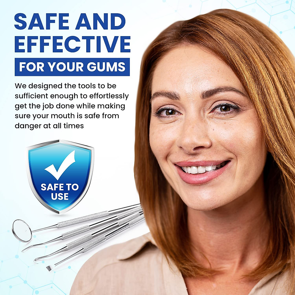 Dental Hygiene Kit - Calculus & Plaque Remover Dental Tool Set - Stainless Steel Tarter Scraper, Tooth Pick, and Mouth Mirror - Dentist Instrument Set for Teeth Cleaning (Blue)