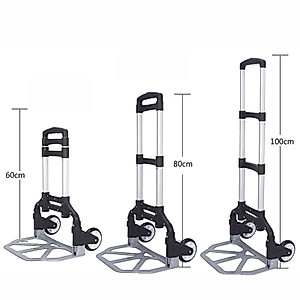 Generic Trolley Folding Hand Truck Grocery Shopping Trailer TPR Wheels Luggage Cart for Groceries Shop Warehouse Use, Black