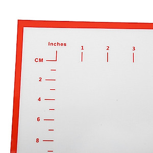 Silicone Measurement Pastry Mat, Reusable Non Stick Baking Mat with Inch CM Measurement for Dough Rolling Fondant Pizza Cookies Making, Large Pie Crust Mat, 23.6x15.7 Inch(Red)
