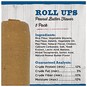 Best Bully Sticks Roll Ups - All-Natural, Easily digestible Dog Chew - Peanut Butter Flavor - Best Suited for Small Breeds (4 Inch, 5-Pack)